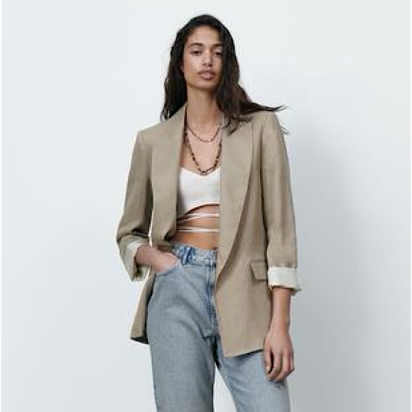 Zara | Jackets & Coats | Zara Linen Blazer | Poshmark